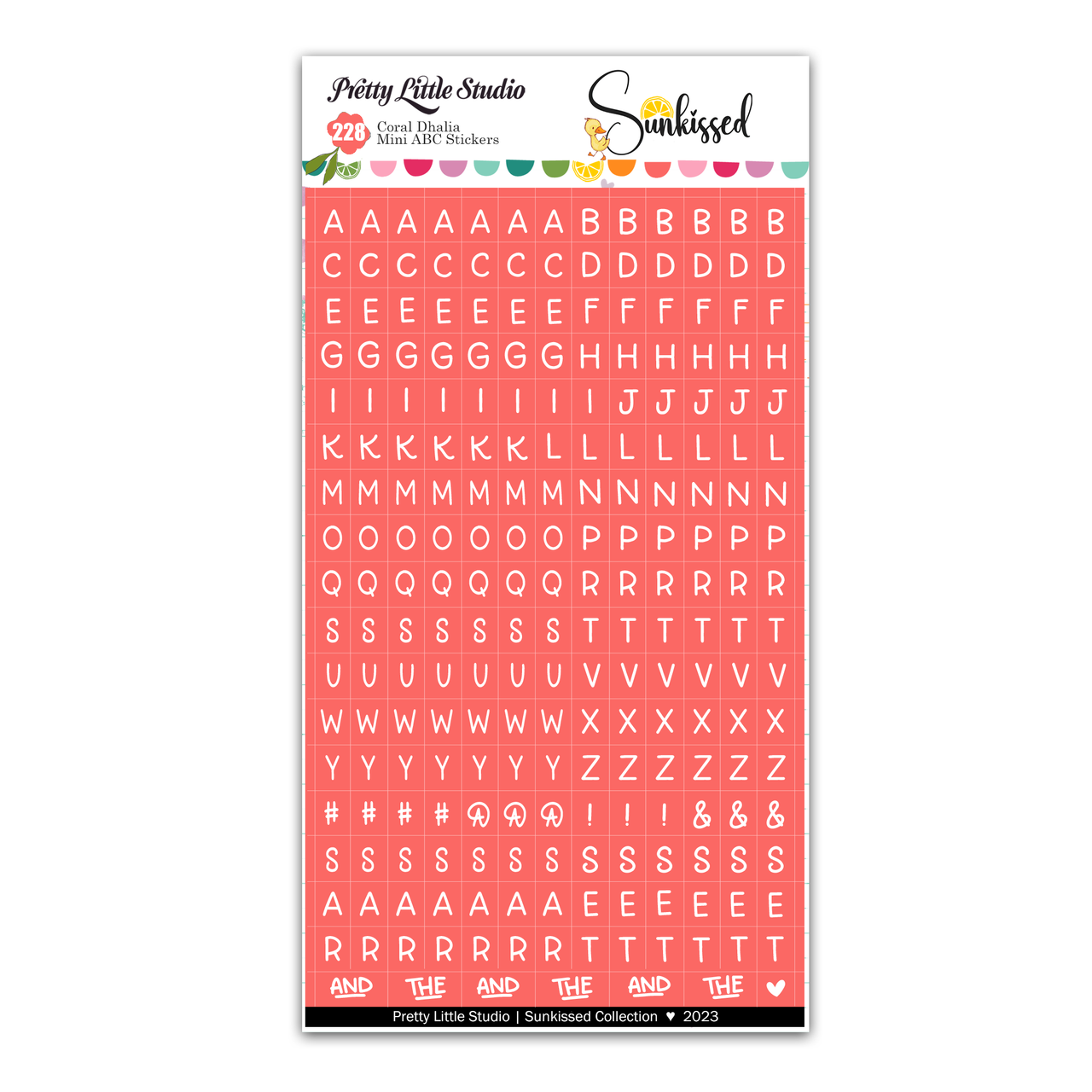 Pretty Little Studio Sunkissed Coral Tile ABC Stickers