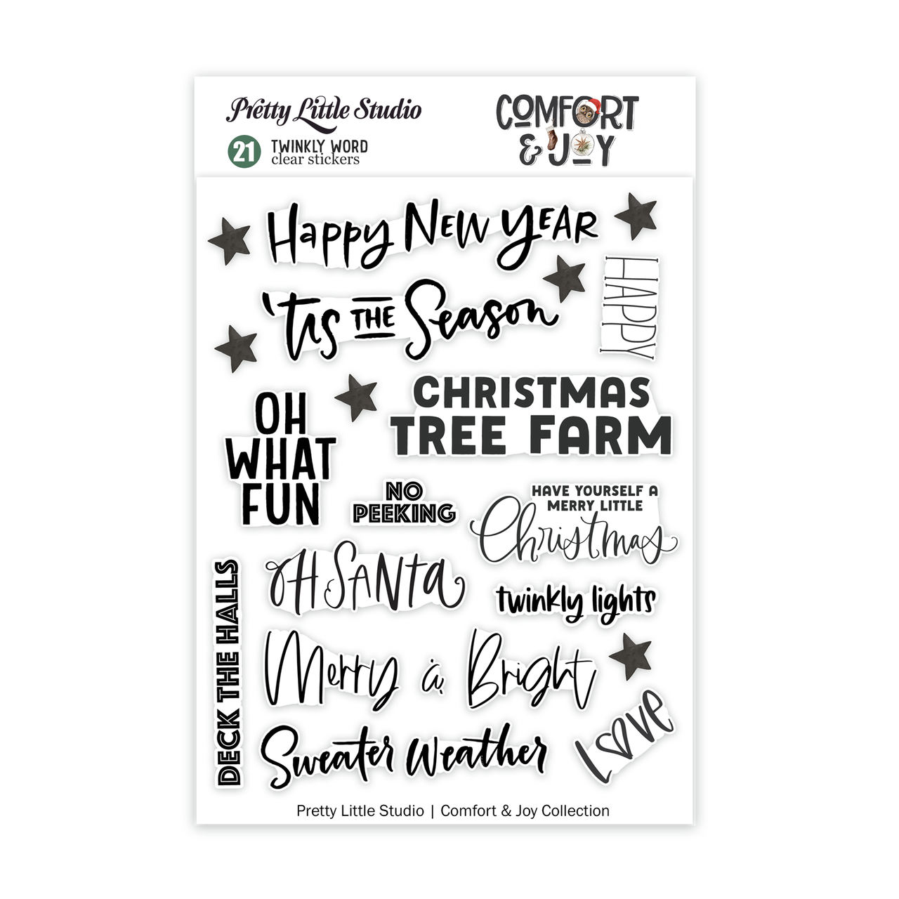 Pretty Little Studio Comfort & Joy Clear Word Stickers