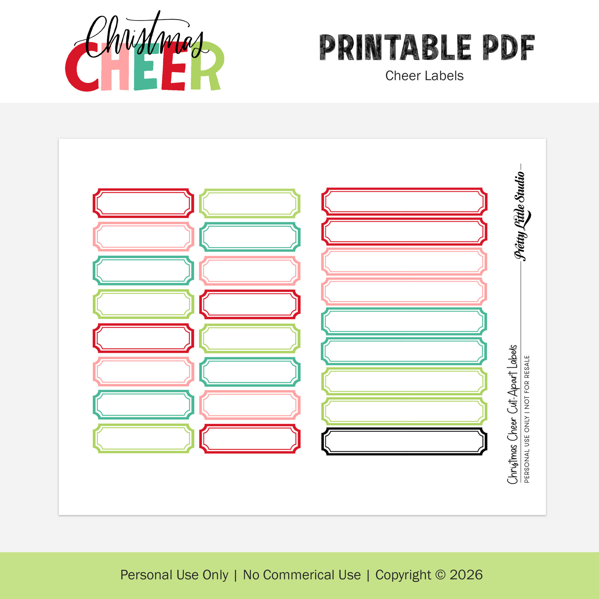 Printable | Cheer Labels - Pretty Little Studio
