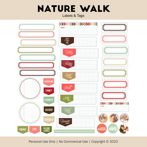 Digital | Nature Walk Labels & Tag Die-Cuts - Pretty Little Studio