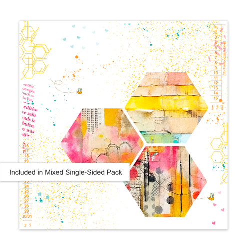 Sunscreen Hexagon Mixed Media 12x12 Scrapbooking Paper
