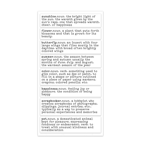 Pretty Little Studio Summer Clear Dictionary Words