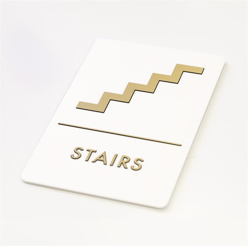 Premium Wood Stairs Signs | ADA Braille Office Sign
