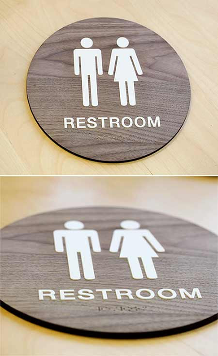 Stylish Restroom Signs ADA Braille - Wood Bathroom Signs