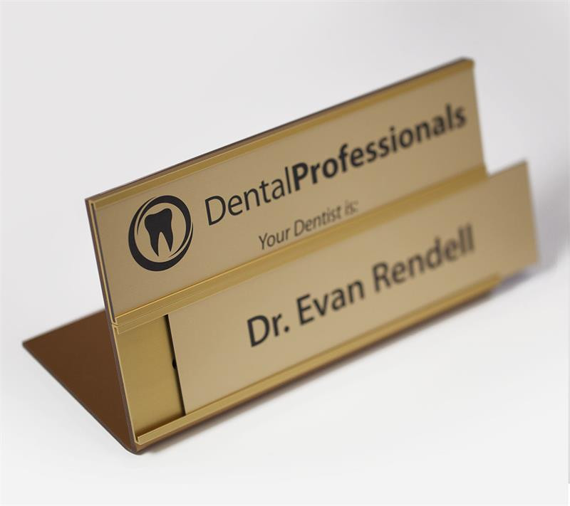 Engraved Employee Office Signs | Interchangeable Name Plates in Silver