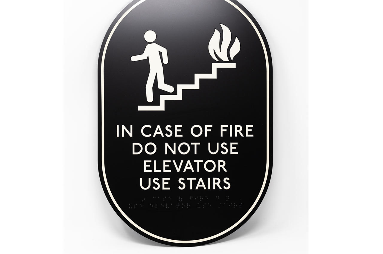 Contemporary ADA Stairs Signs | Braille Black Pill Series