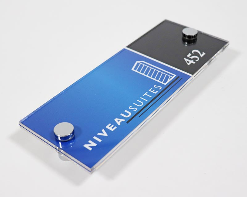 Clear Acrylic Desk Sign | Counter Name Plate Sign with Vinyl