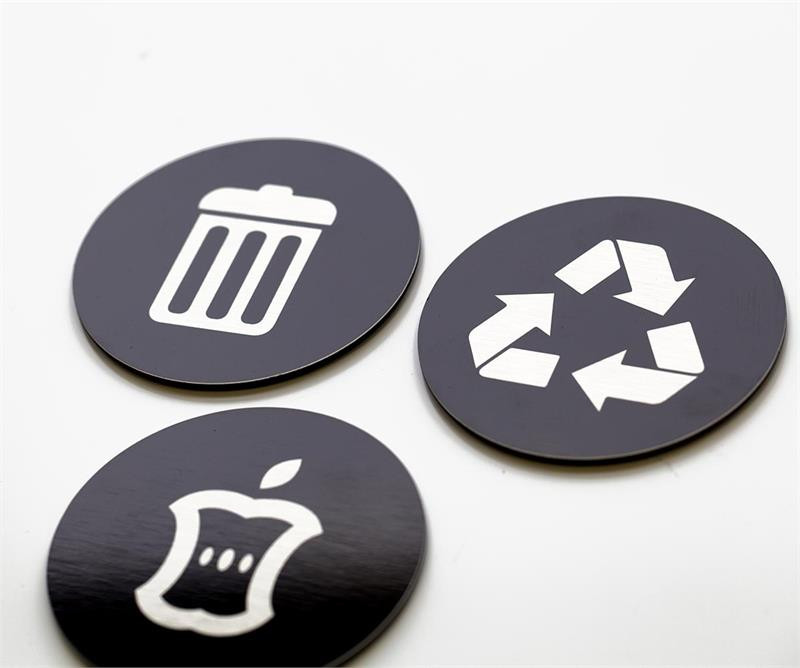 Round Metal Trash Signs | Garbage Can Signs | Office Signs