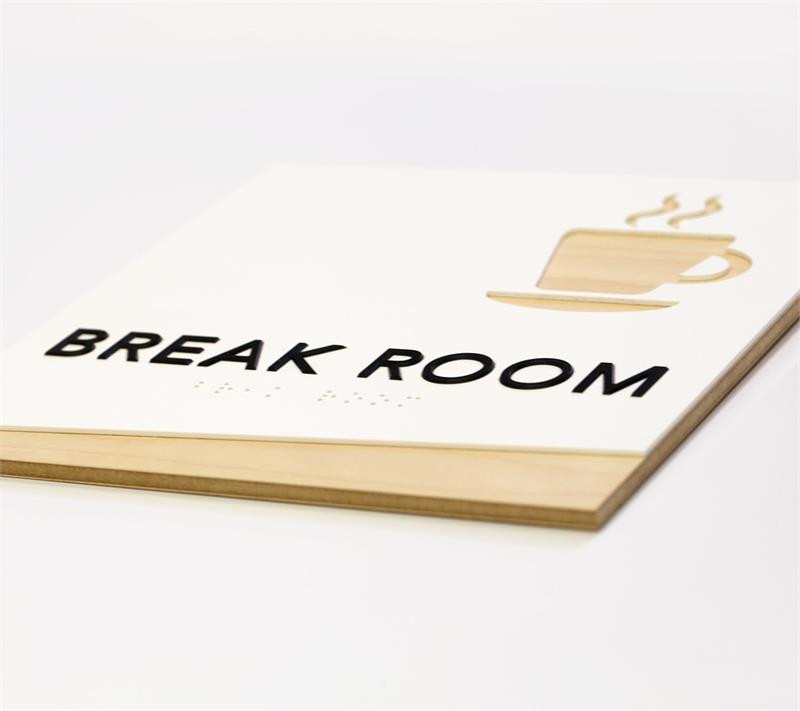 Break Room Signs with Wood and ADA