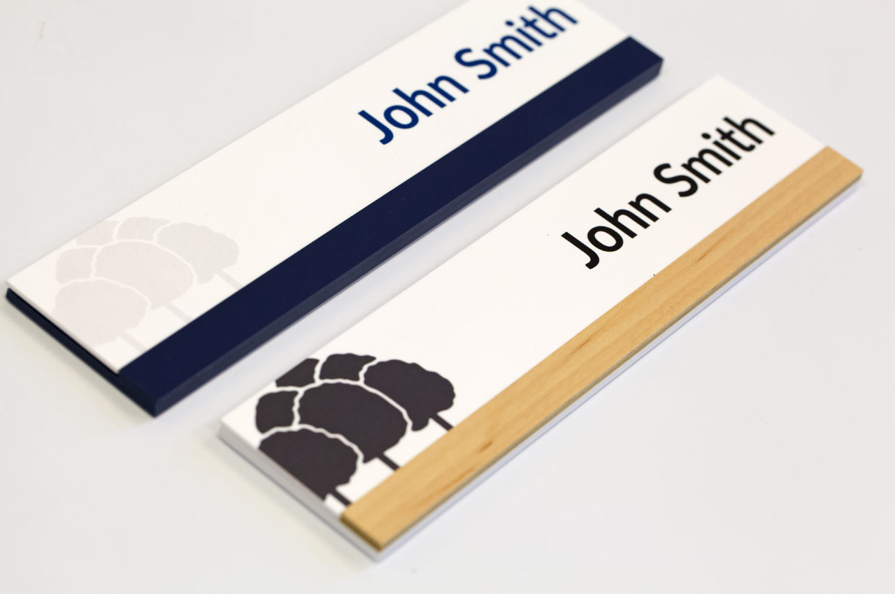 Interchangeable Signage for Offices | Wood Tone Nameplates