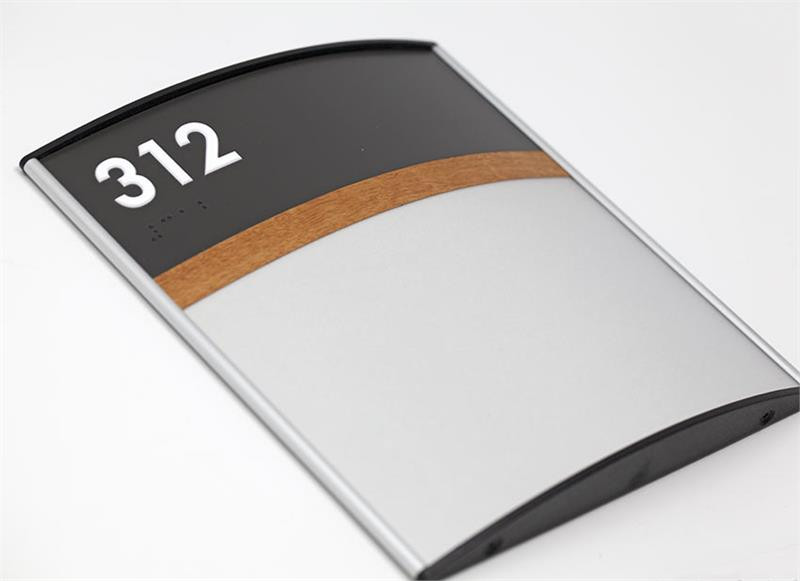 Curved Braille Sign with Wood - Curved Office Signs