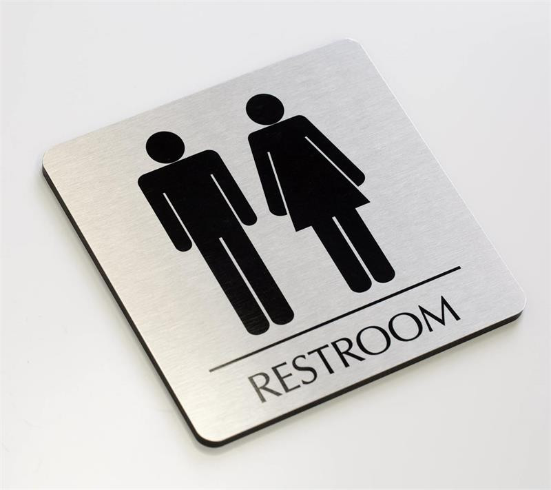 Premium Restroom Signs | Brushed Metal Bathroom Door Signs | Custom ...