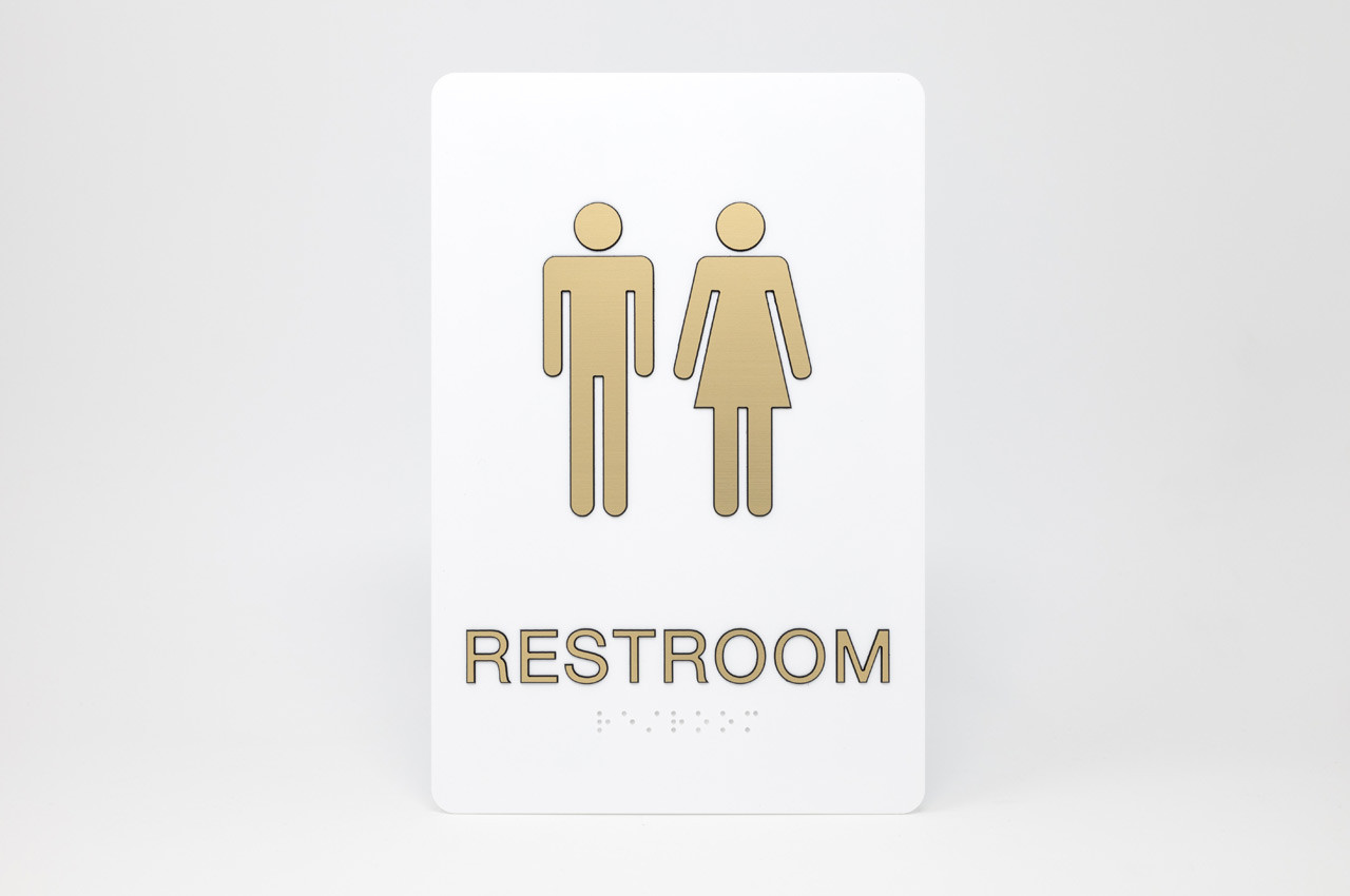 Premium Gold ADA Restroom Signs | Braille Bathroom Sign