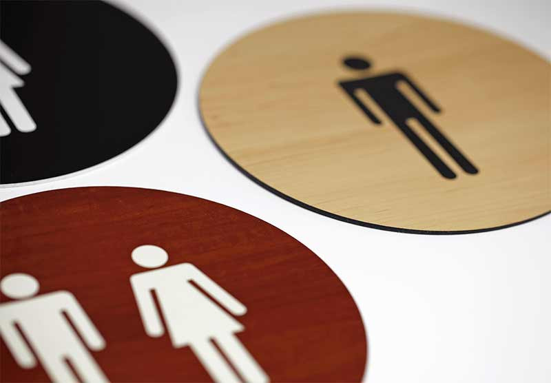 Square Restroom Sign | Engraved Restroom Sign