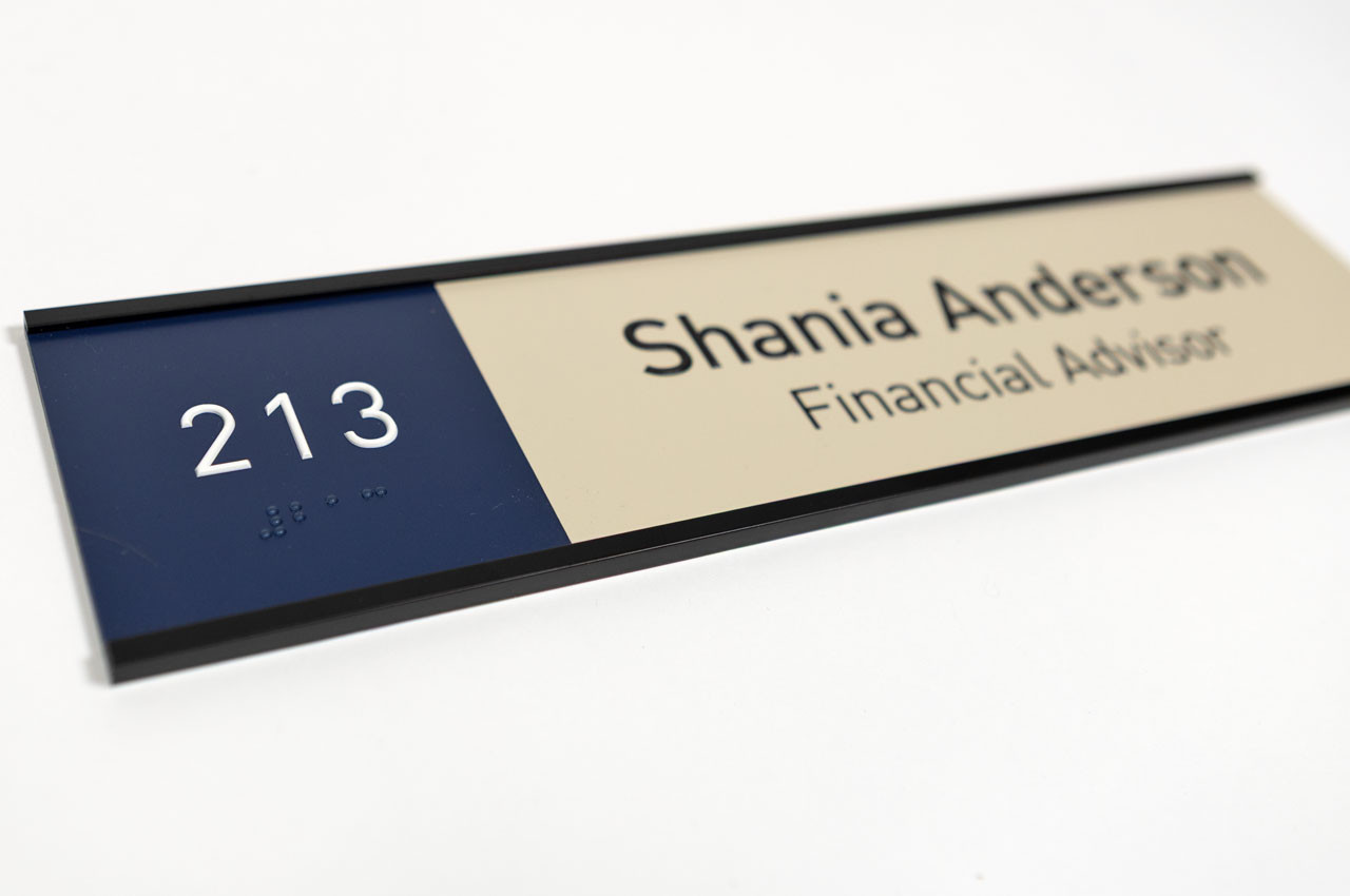 Replaceable Office Name Plates with Braille