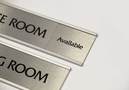 Silver Office Signs | Corporate Sliding Door Signs | Brushed Metal Name ...