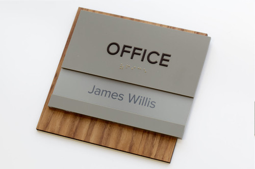 Premium Wood Office Signs | ADA Braille Office Sign