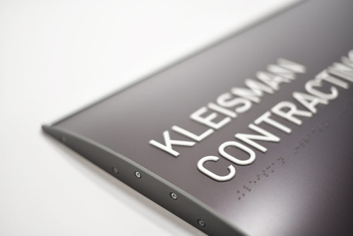 Prominent Curved ADA Braille Signs | Braille Sign with Custom Insert