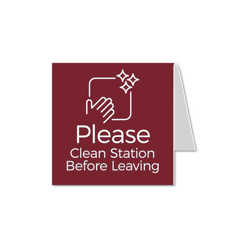 Please Clean Station Before Leaving Tent Sign with Icon