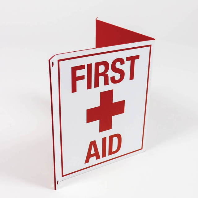Projection Mount Safety Sign | Double Sided First Aid Sign