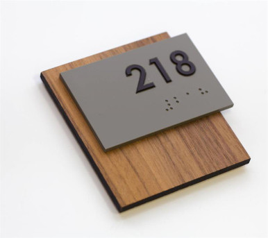 Premium Wood Room Number Signs | ADA Braille Office Sign
