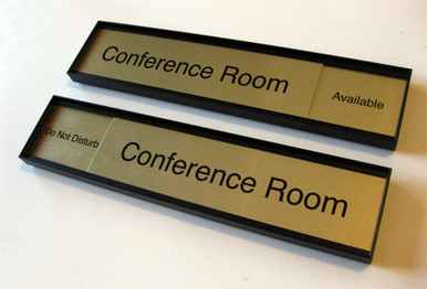 Sliding Office Door Signs - In Session Availability Nameplate Signage