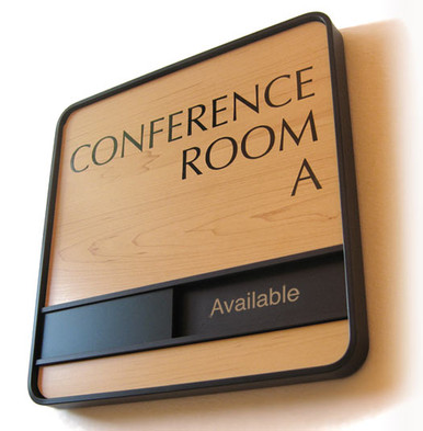Wood Conference Room Signs | Sliding Room Signs | In Session Door Signs