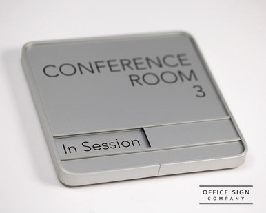 Sliding Conference Room Signs | In Session-Availability Signs