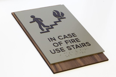 Premium Wood Stairs Signs | ADA Braille Office Sign