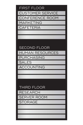 Matte Black Office Directory Signs