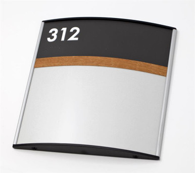Curved Braille Sign with Wood - Curved Office Signs