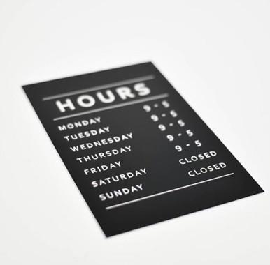 Engraved Office Hours Sign | Store Hours Sign