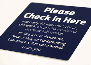 Large Check In Copay Signs | Medical Office Copay Signs