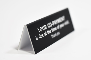 2 Sided Copay Signs for Desks | Copay Office Signs