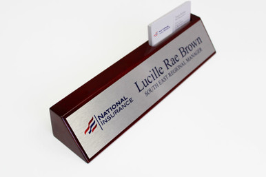 Business Card Holder Desk Sign | Solid Wood Desk Signs | Desk Name Plate