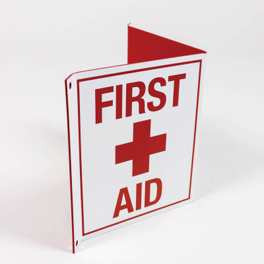Projection Mount Safety Sign | Double Sided First Aid Sign