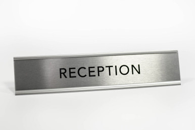 Desktop Reception Sign | Satin Silver Reception Desk Sign