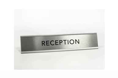 Desktop Reception Sign | Satin Silver Reception Desk Sign