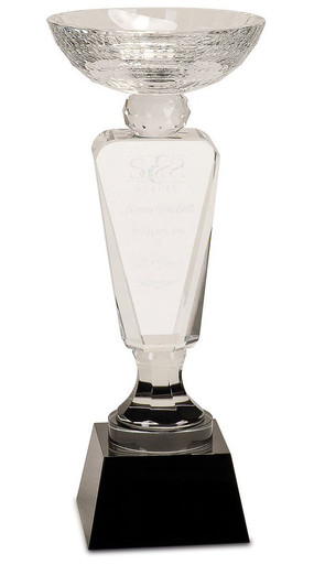 Clear Crystal Cup Award with Black Pedestal Base | Achievment Award Plaques