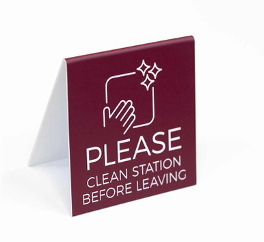 Please Clean Station Before Leaving Tent Sign with Icon