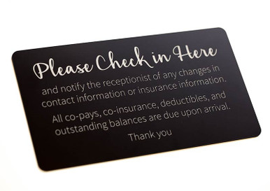 Medical Check In Signs | Engraved Co-Pay Office Signs