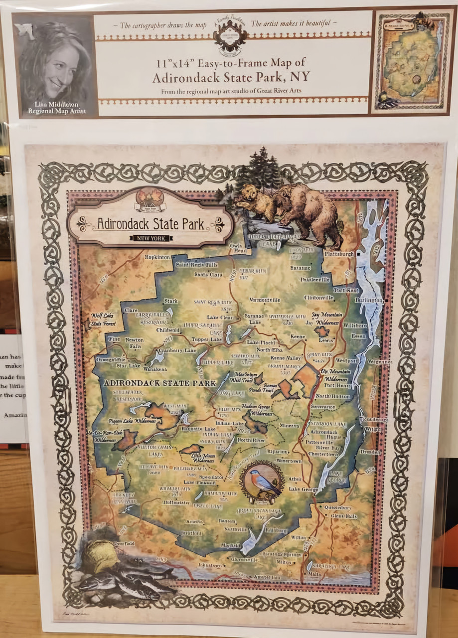 Adirondack Park Map - 11'' x 14'' - Adirondack Country Store