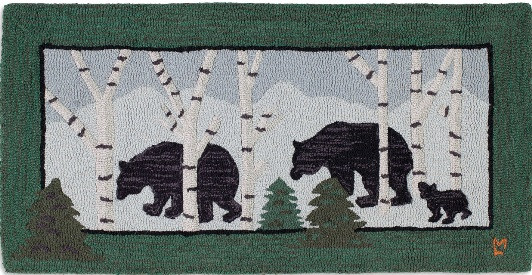 Hand Hooked Wool Rug- Three Bears 2'x4' - Adirondack Country Store