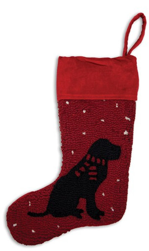Hooked Wool Stocking-Black Lab - Adirondack Country Store