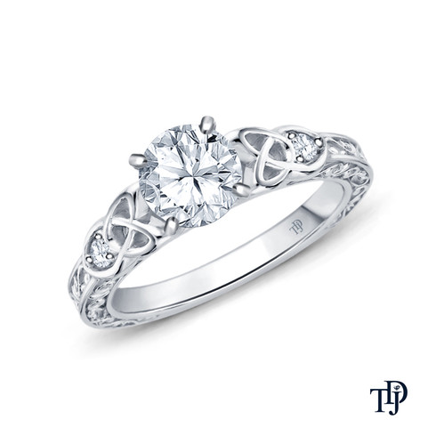 Antique Scroll Design Diamond Engagement Ring Semi Mount in 14k White Gold
