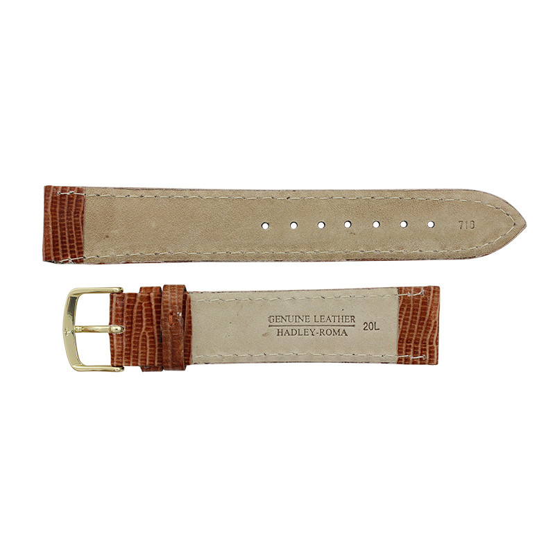 Hadley Roma Lizard Grain Leather Watch Strap 18mm Brown Long