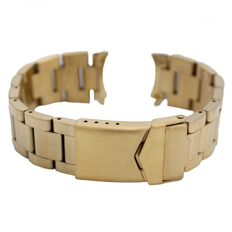 Metal Watch Band Men's Yellow Gold Tone Multiple Curved Ends 18-20 MM