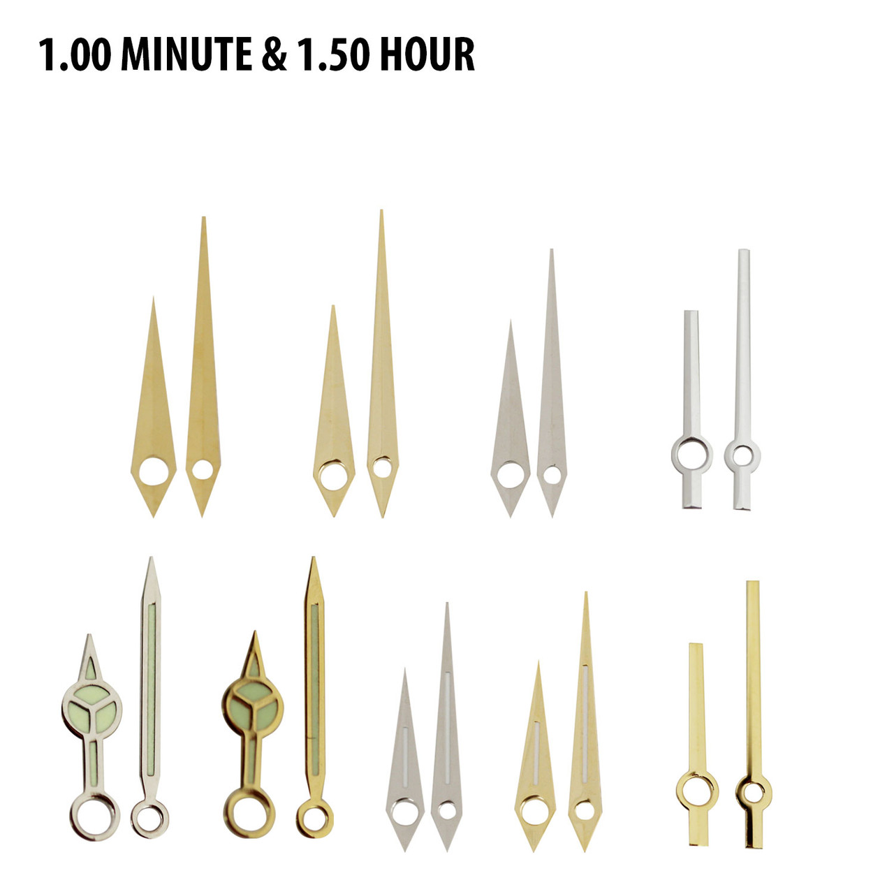Watch Hands to Fit Minute Hand Hole Size 1.00mm and Hour Hand Hole Size ...