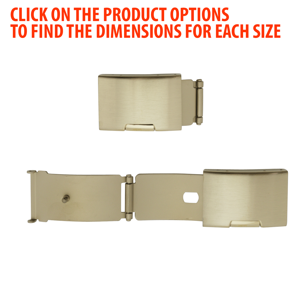Trifold Watch Band Clasp Single Side Button Style Gold Tone with Closed ...