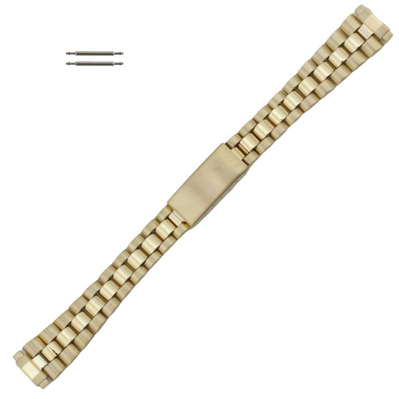 Hadley Roma Watch Band Gold Toned Metal, Expandable Ends 10-14mm
